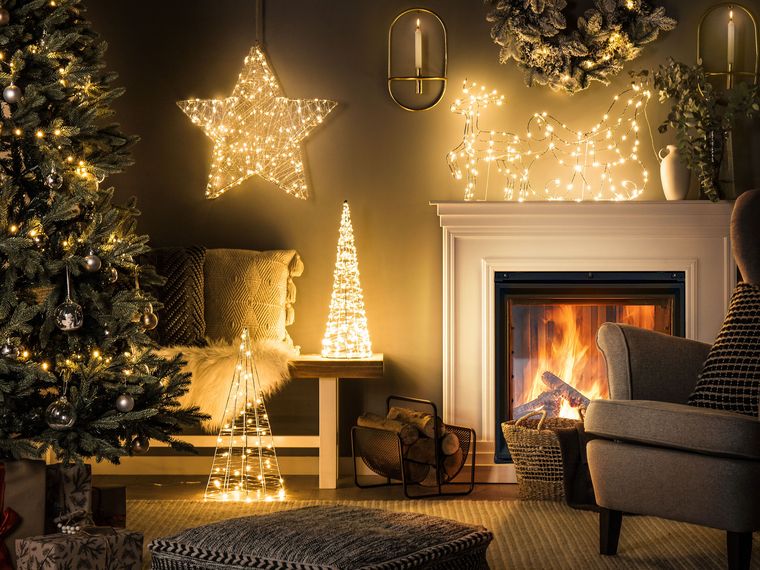 Décoration LED sapin de noël 60 cm argenté PUKSALA | Beliani.fr
