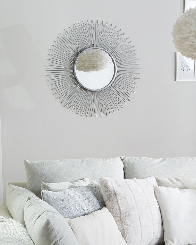 Seinäpeili metalli hopea ⌀ 80 cm CILLY | Beliani.fi