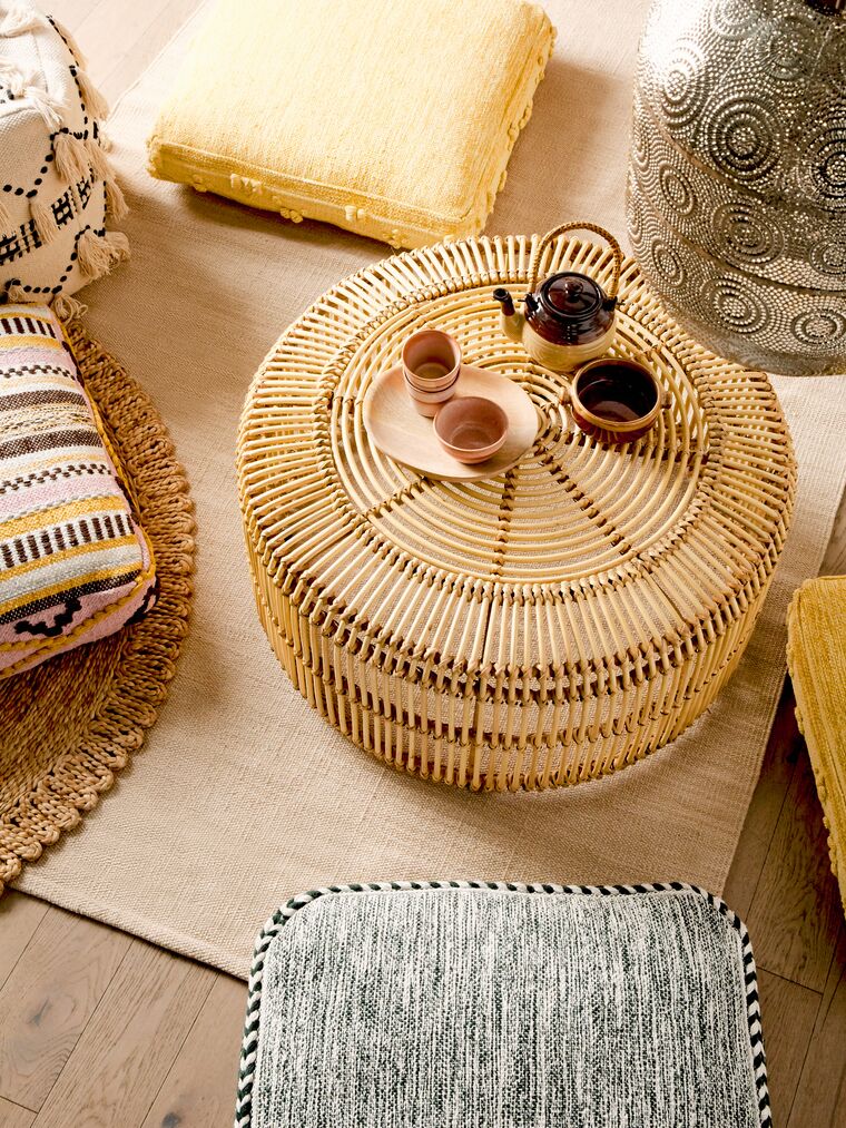 Bodenkissen Baumwolle gelb 60 x 60 x 12 cm CLONE | Beliani.de