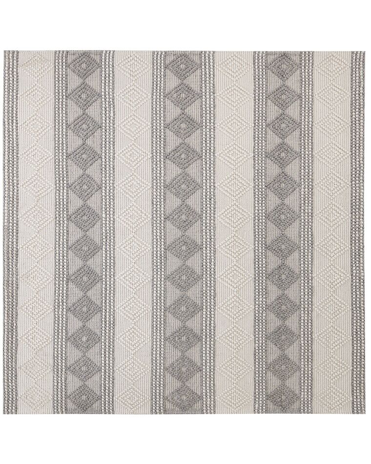 Gulvteppe i beige og grått ull 200 x 200 cm BOZOVA | Beliani.no