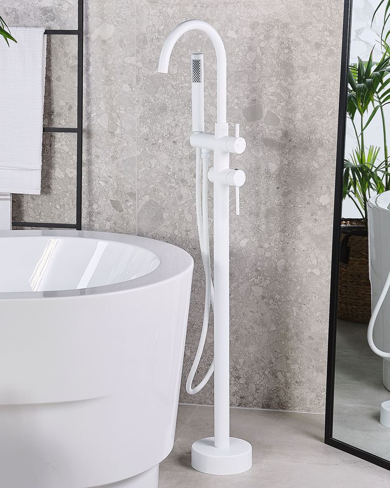 Freestanding Bath Mixer Tap White TUGELA | Beliani.co.uk
