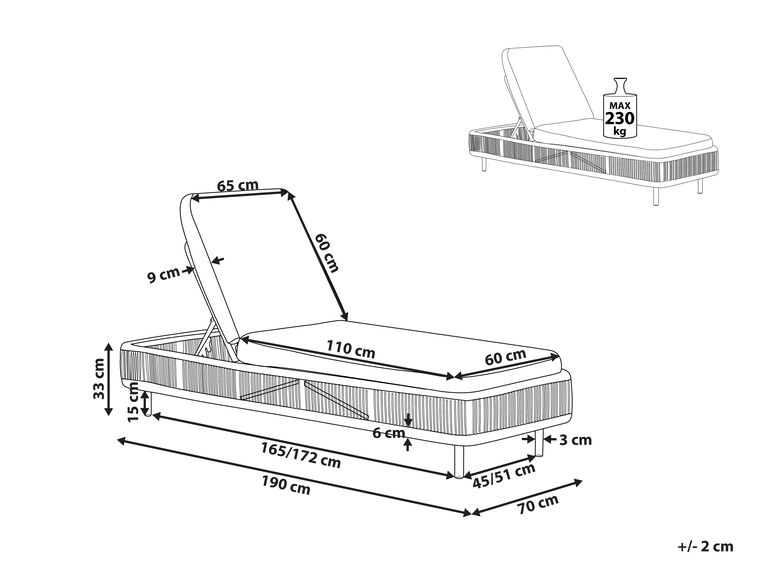 Transat inclinable en polyrotin beige OSINI | Beliani.fr