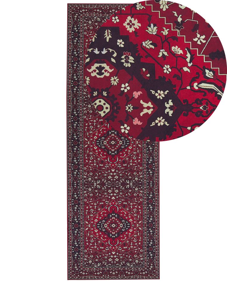 Tapis Rouge 80 X 240 Cm VADKADAM Beliani fr Tapis Rouge 80 X 240 Cm VADKADAM Beliani fr