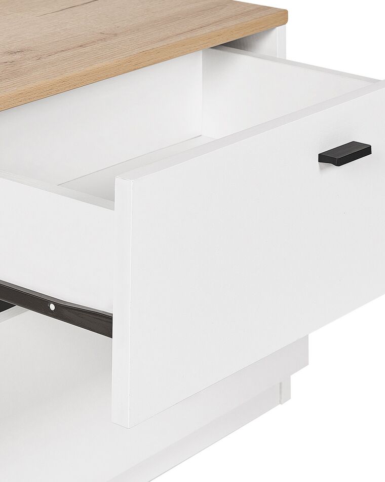 2 Drawer Bedside Table White with Light Wood EDISON | Beliani.co.uk