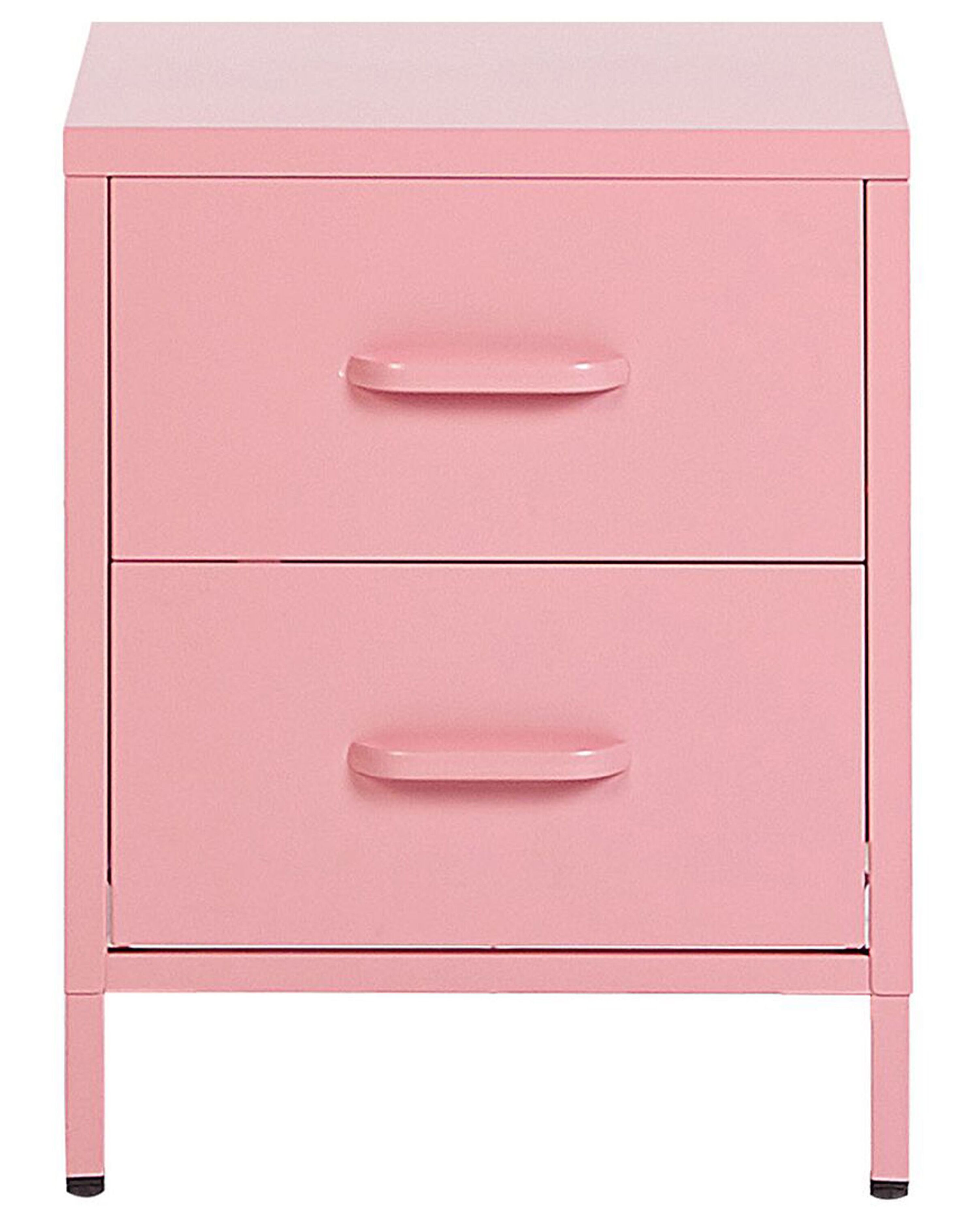 2 Drawer Steel Bedside Table Pink MALAVI | Beliani.co.uk