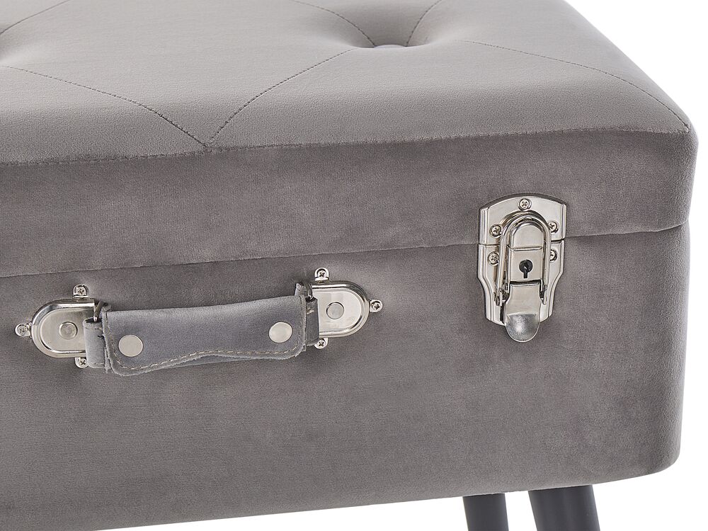 Velvet Storage Stool Grey MALLARD | Beliani.co.uk