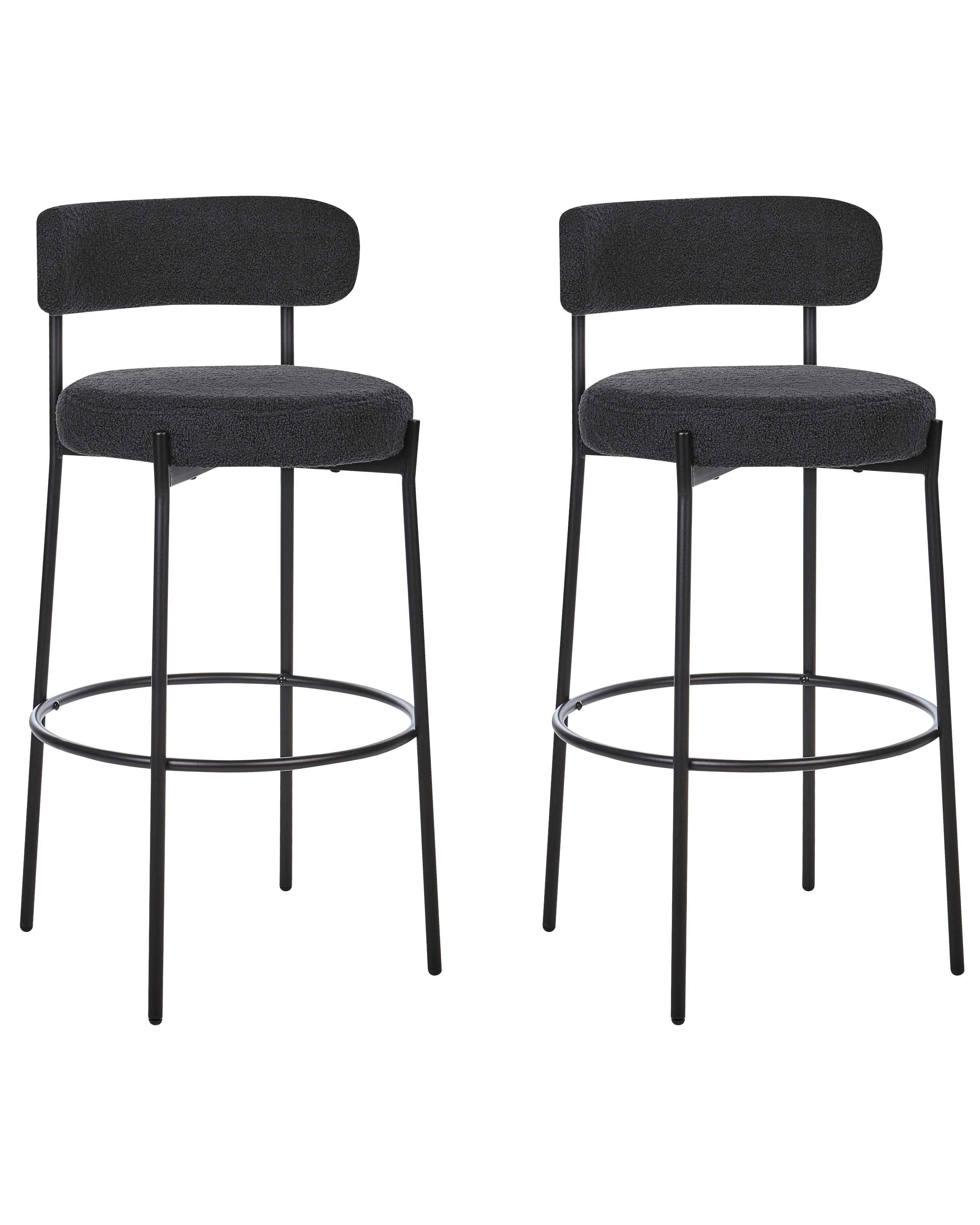 Set of 2 Boucle Bar Chairs Black ALLISON | Beliani.co.uk