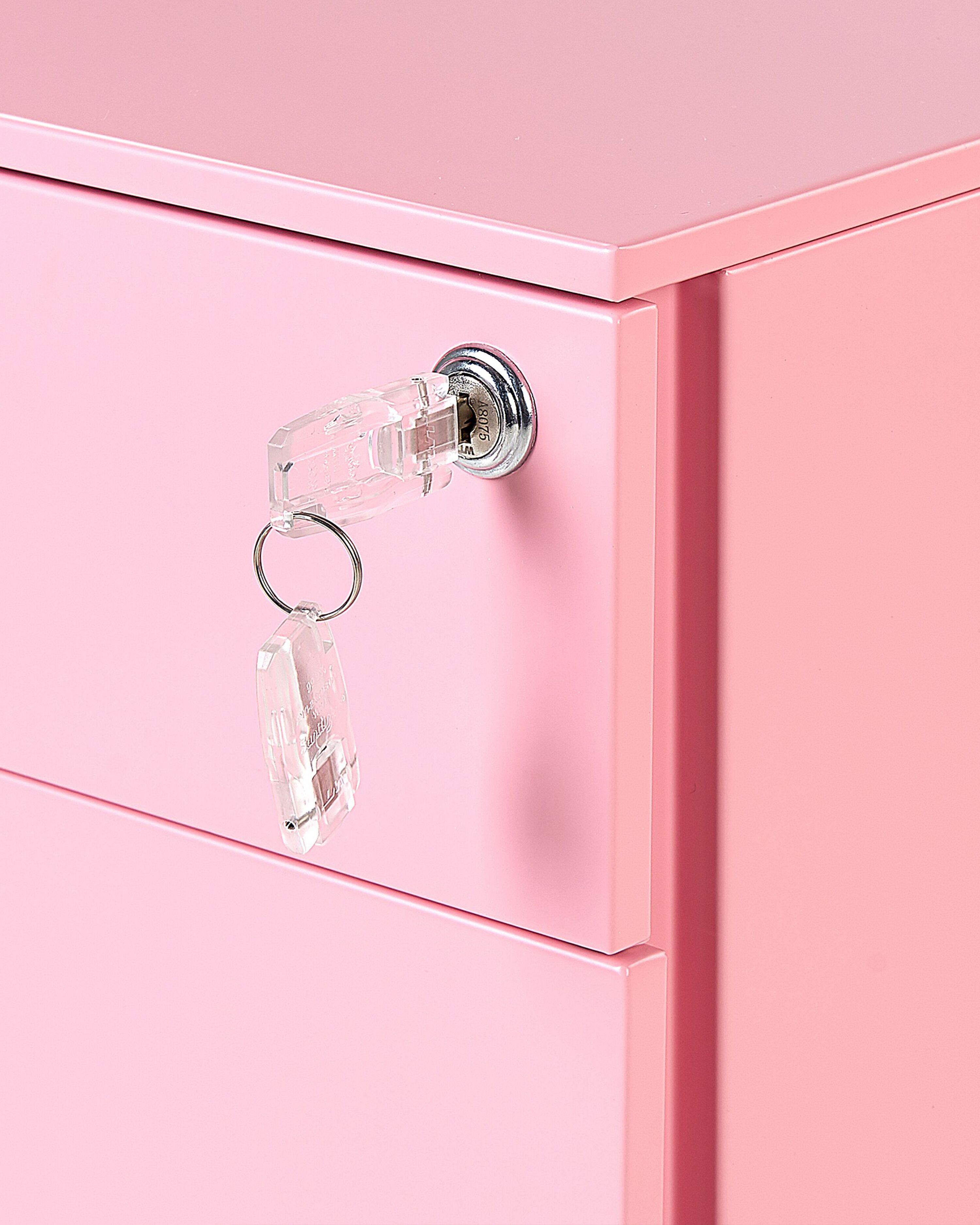 3 Drawer Metal Storage Cabinet Pink CAMI | Beliani.co.uk