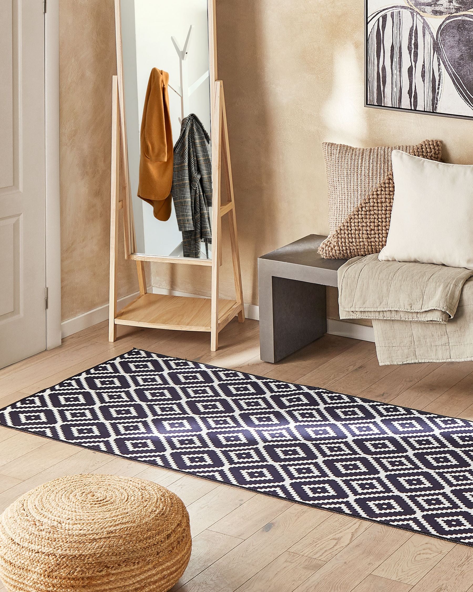 Jute Woven Pouffe Beige TIFELT | Beliani.co.uk