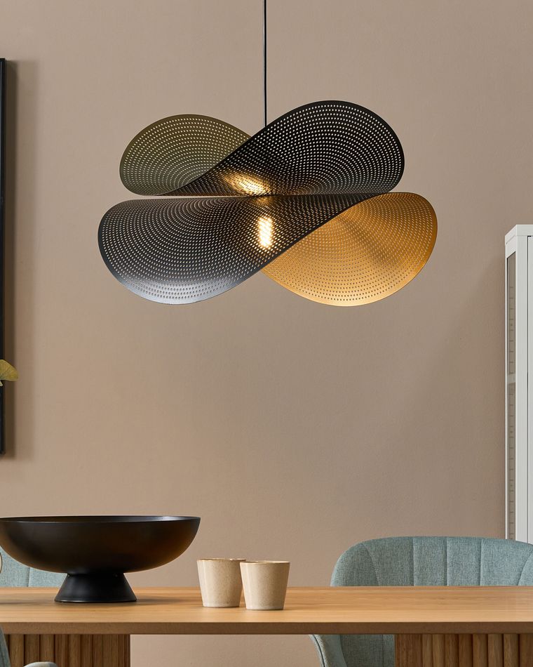 Metal Pendant Lamp Black and Gold DOYLES | Beliani.co.uk