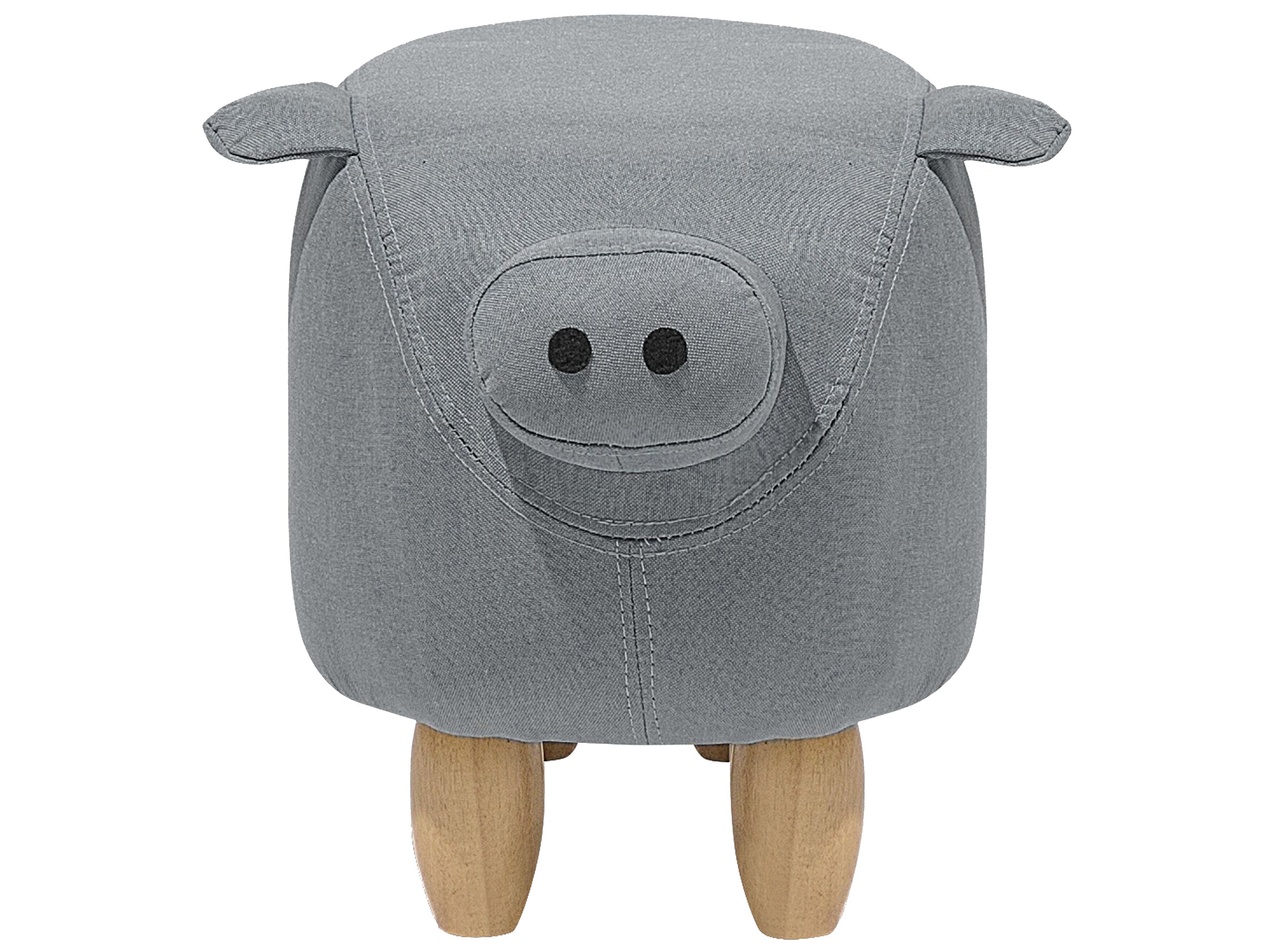 Fabric Animal Stool Grey PIGGY | Beliani.co.uk