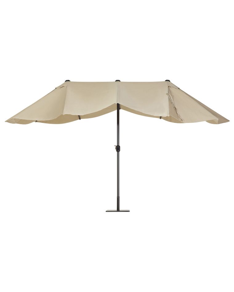 Double Canopy Garden Parasol 2.7 x 4.6 m Beige SIBILLA | Beliani.co.uk