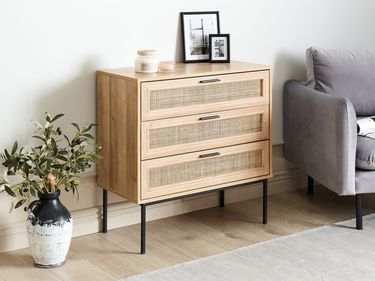 Kommode i rotting med 4 skuffer lyst tre PEROTE | Beliani.no