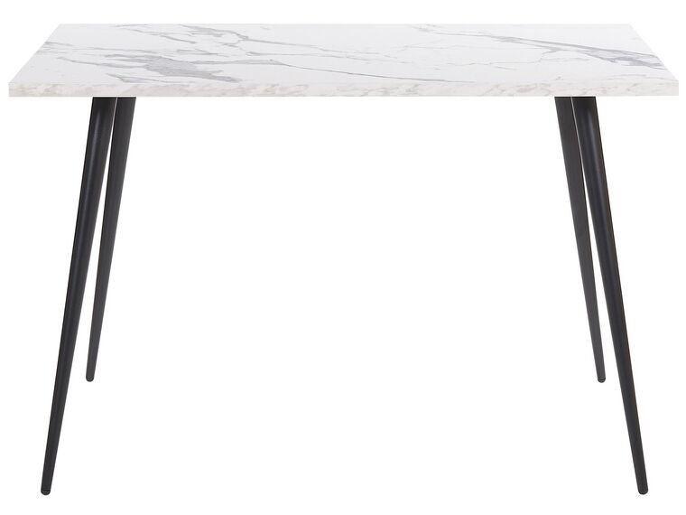 Dining Table 120 x 80 cm White Marble Effect with Black SANTIAGO ...