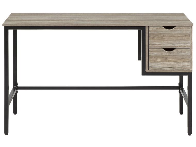 2 Drawer Home Office Desk 120 x 48 cm Light Wood GRANT | Beliani.co.uk