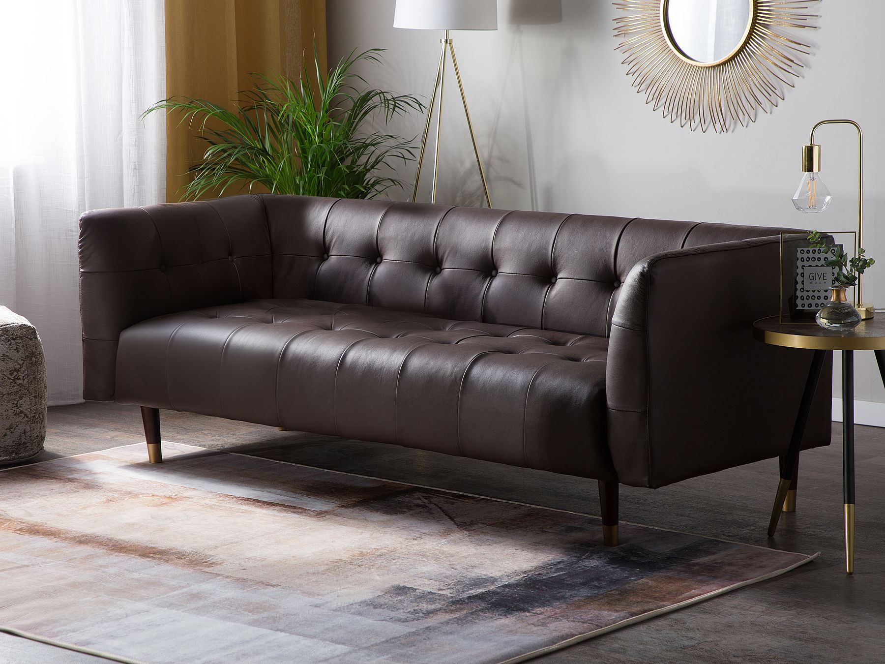 3-Sitzer Sofa Leder braun BYSKE | Beliani.de