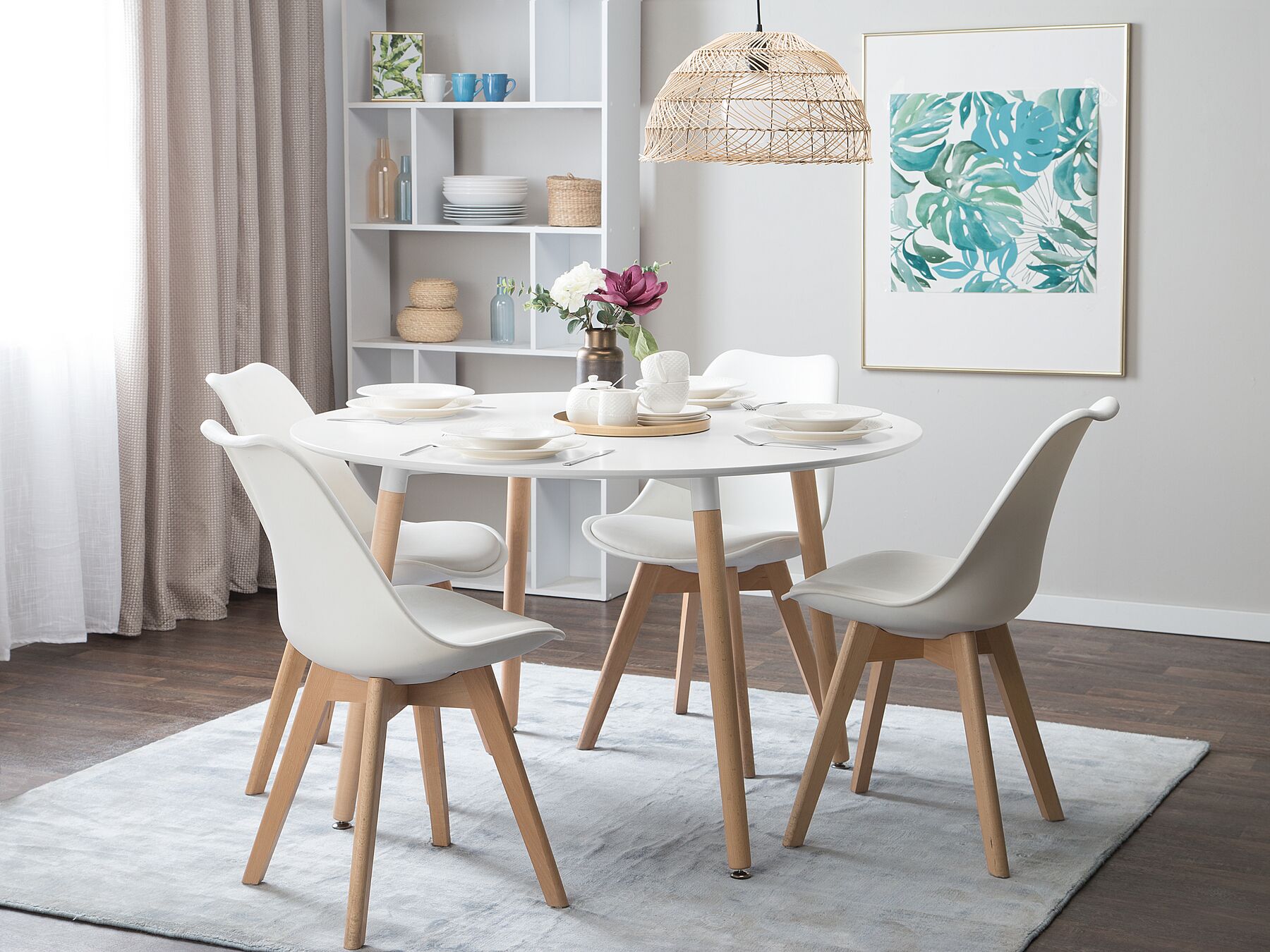 Tavolo tondo in legno e piano in MDF bianco 120cm BOVIO | Beliani.it