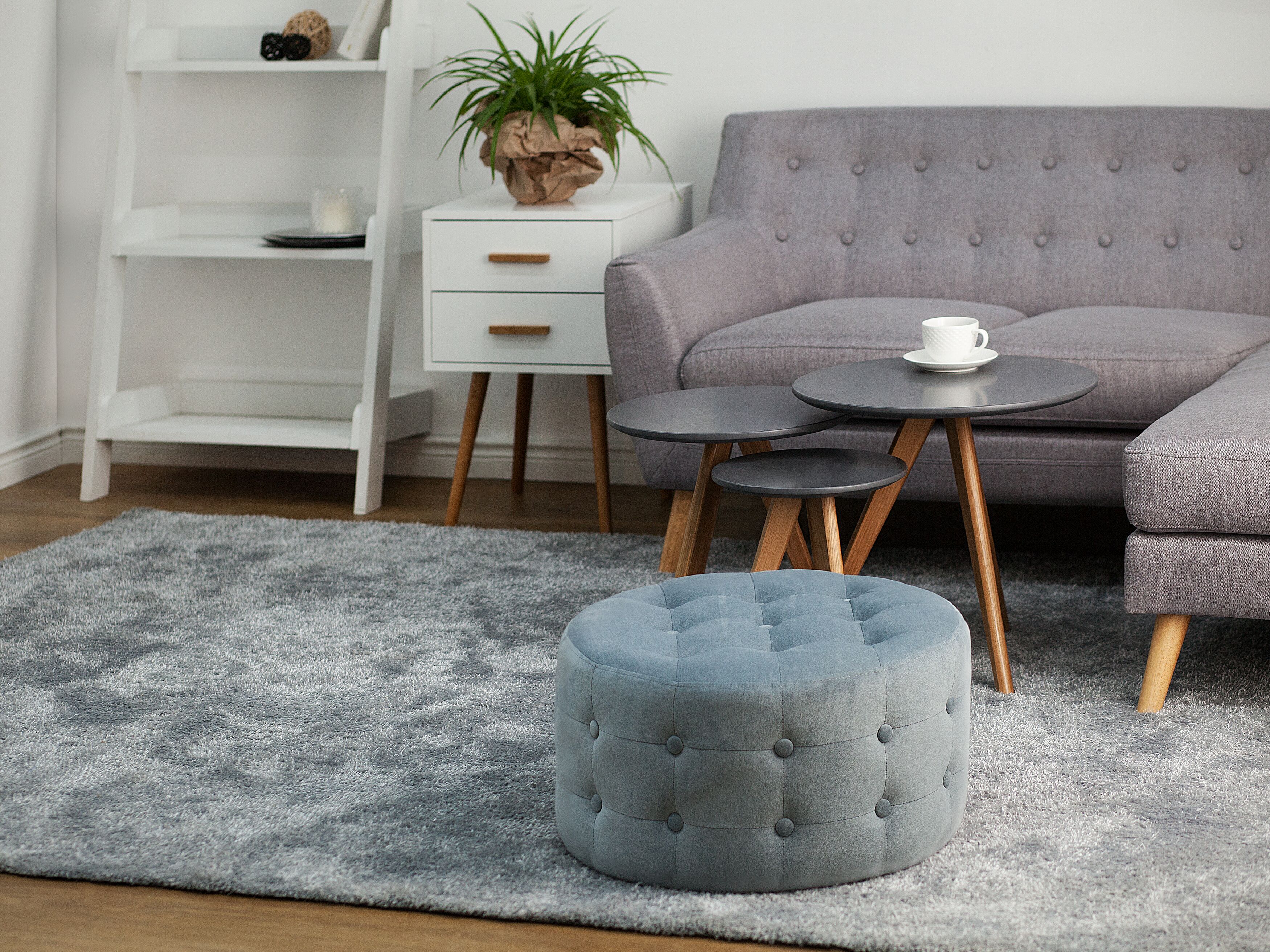 Velvet Pouffe Footstool Grey TAMPA | Beliani.co.uk