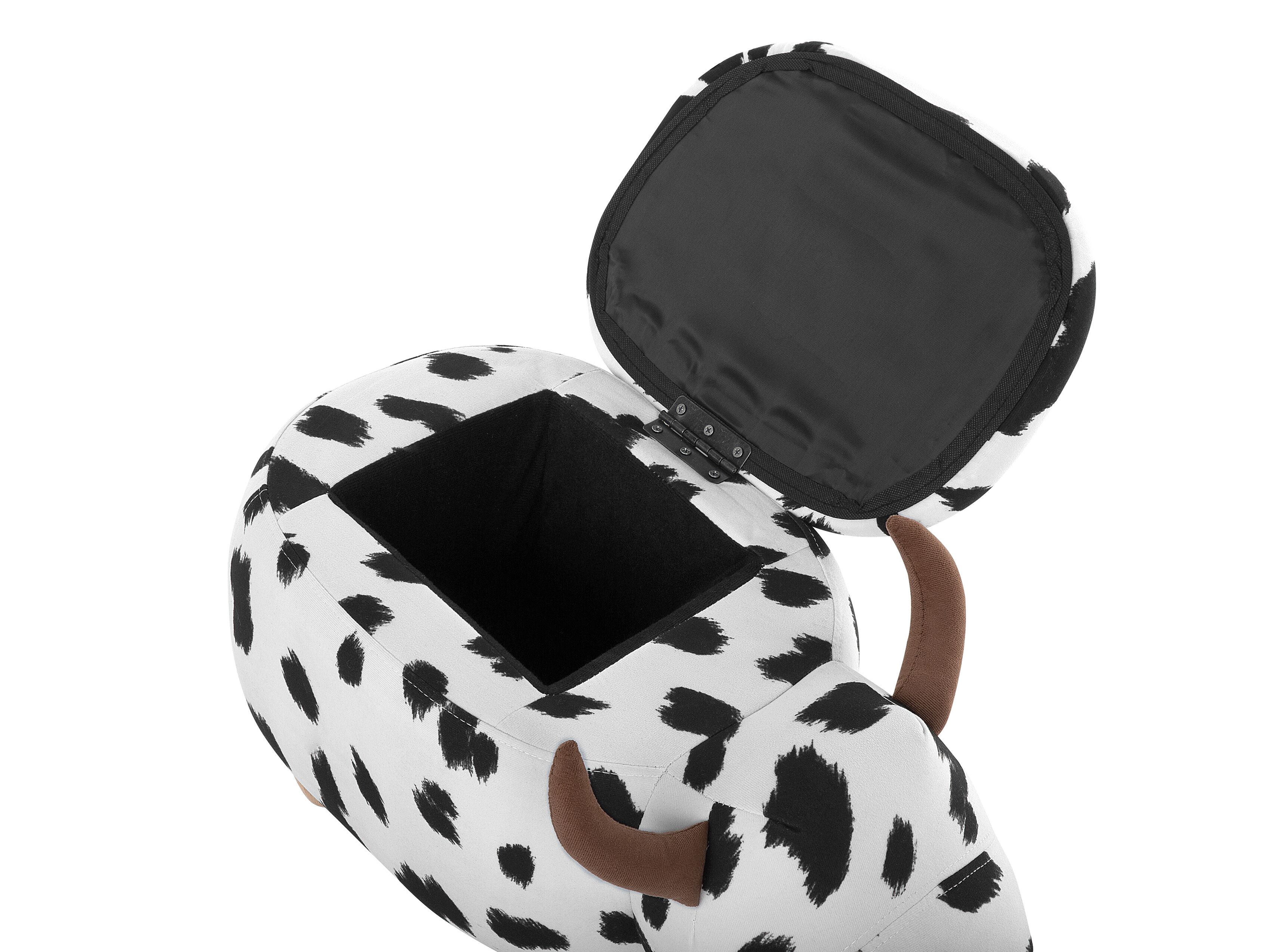 Fabric Storage Animal Stool Black and White COW | Beliani.co.uk