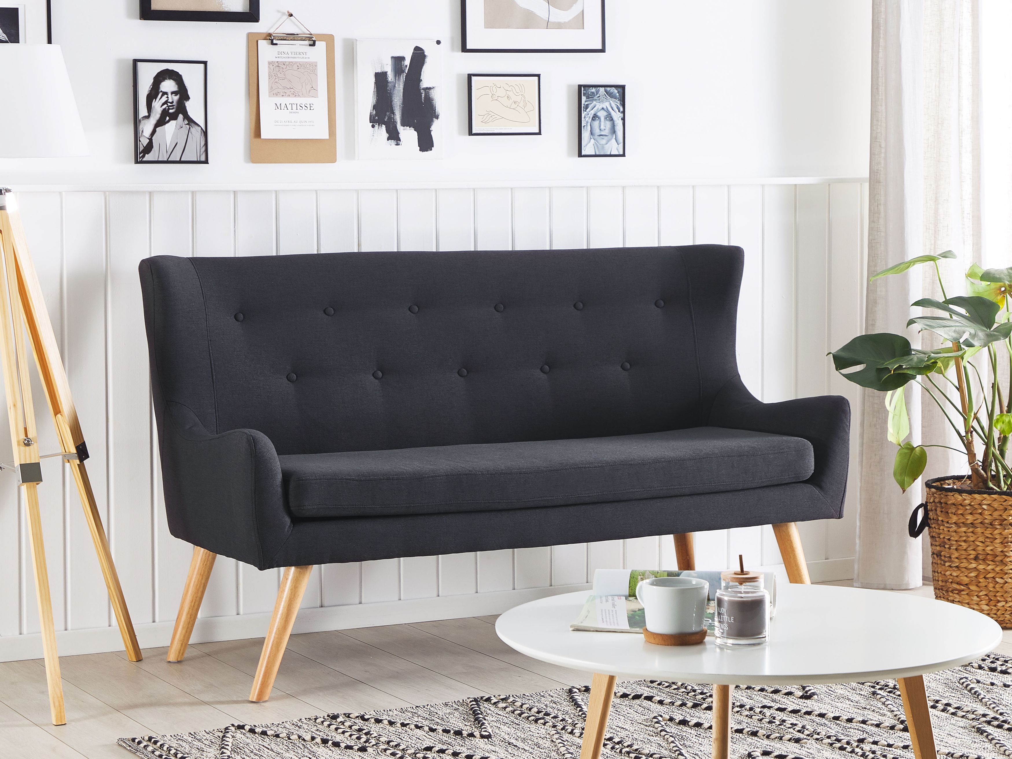 2 Seater Fabric Kitchen Sofa Black SKIBBY | Beliani.co.uk