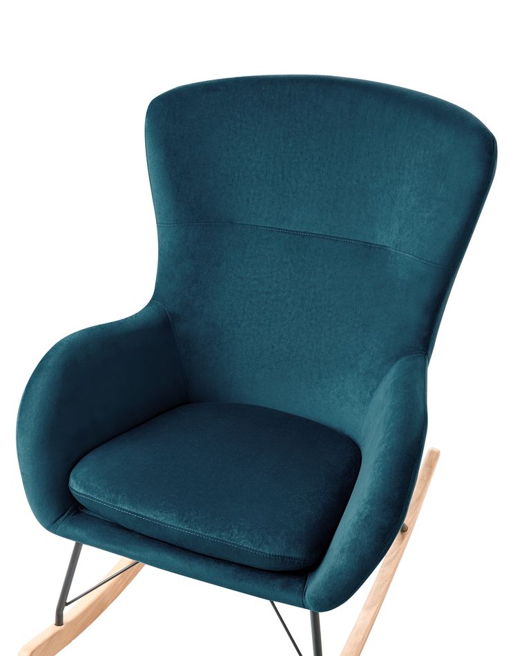 Velvet Rocking Chair Sea Blue ELLAN | Beliani.co.uk