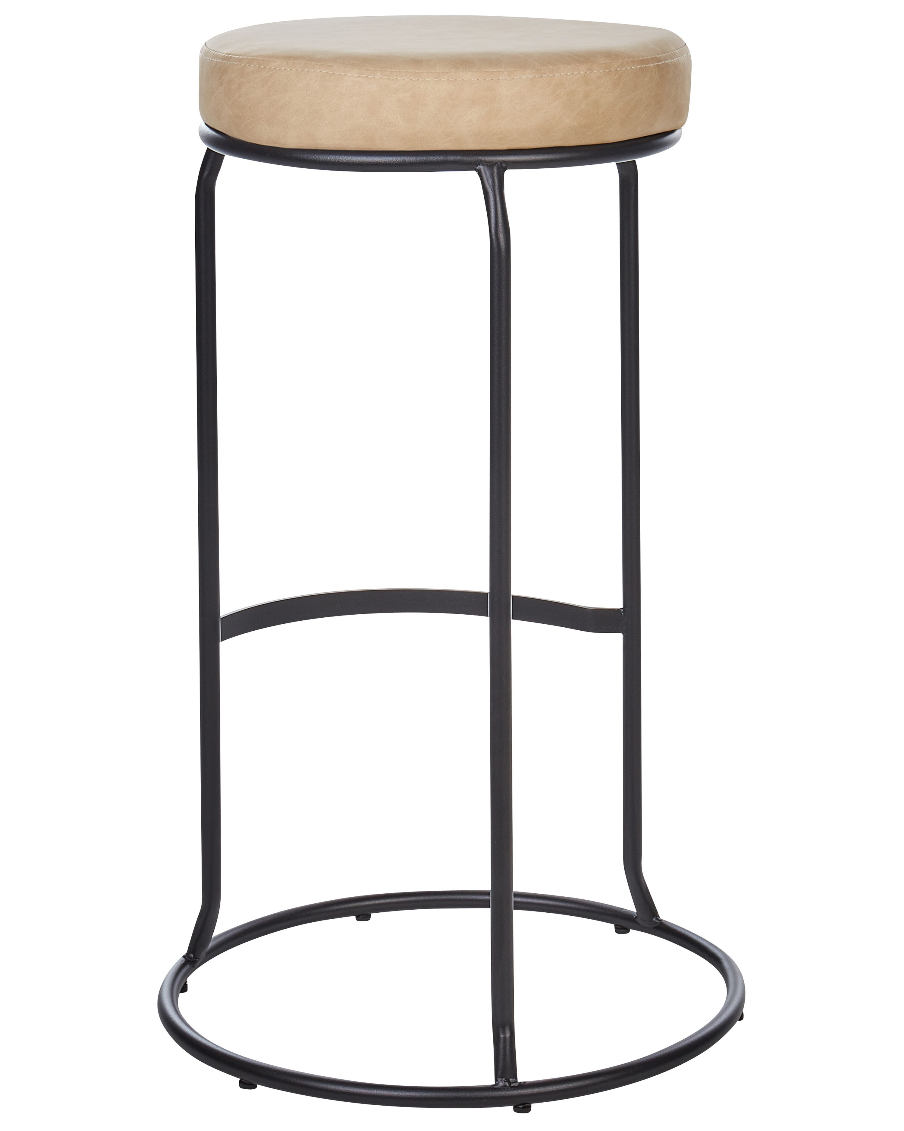 Set of 2 Faux Leather Bar Stools Beige MILROY | Beliani.co.uk