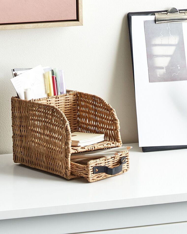 Rattan 1 Drawer Paper Organizer Light MALPELO | Beliani.co.uk