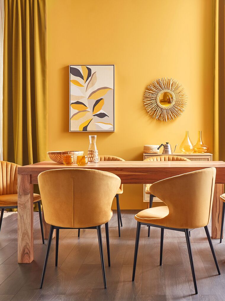 Set of 2 Velvet Dining Chairs Yellow AUGUSTA | Beliani.co.uk