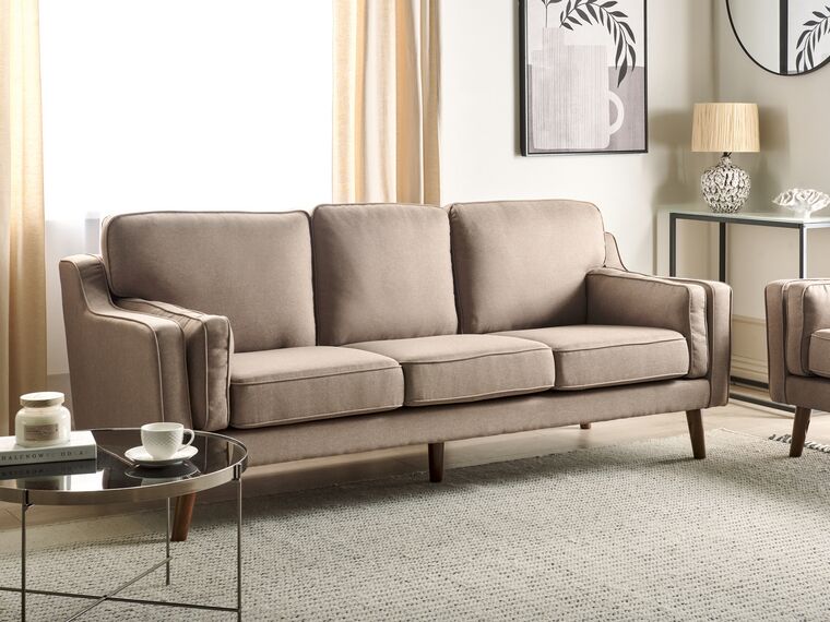 3 Seater Fabric Sofa Light Brown LOKKA | Beliani.dk