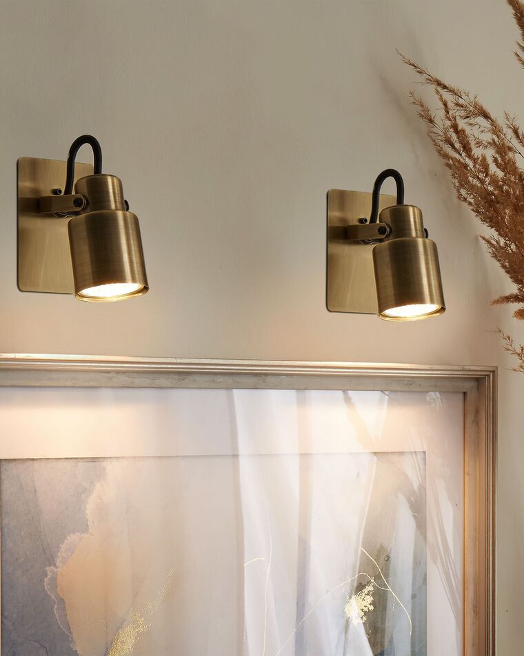 Set of 2 Metal Spotlight Lamps Brass BONTE | Beliani.co.uk