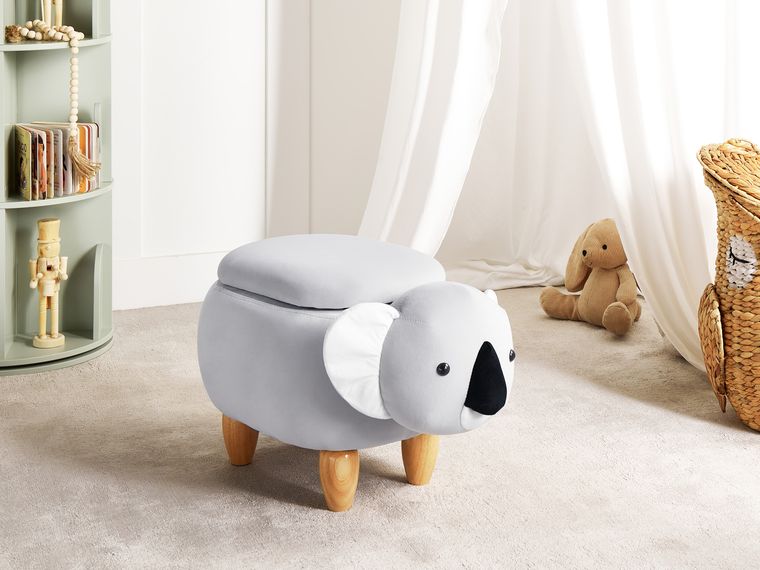 Velvet Storage Animal Stool Grey COALA | Beliani.co.uk