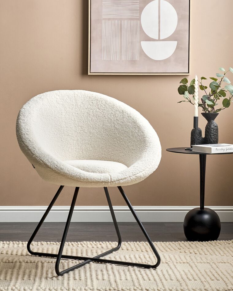 Boucle Accent Chair Off-White FLOBY II | Beliani.co.uk