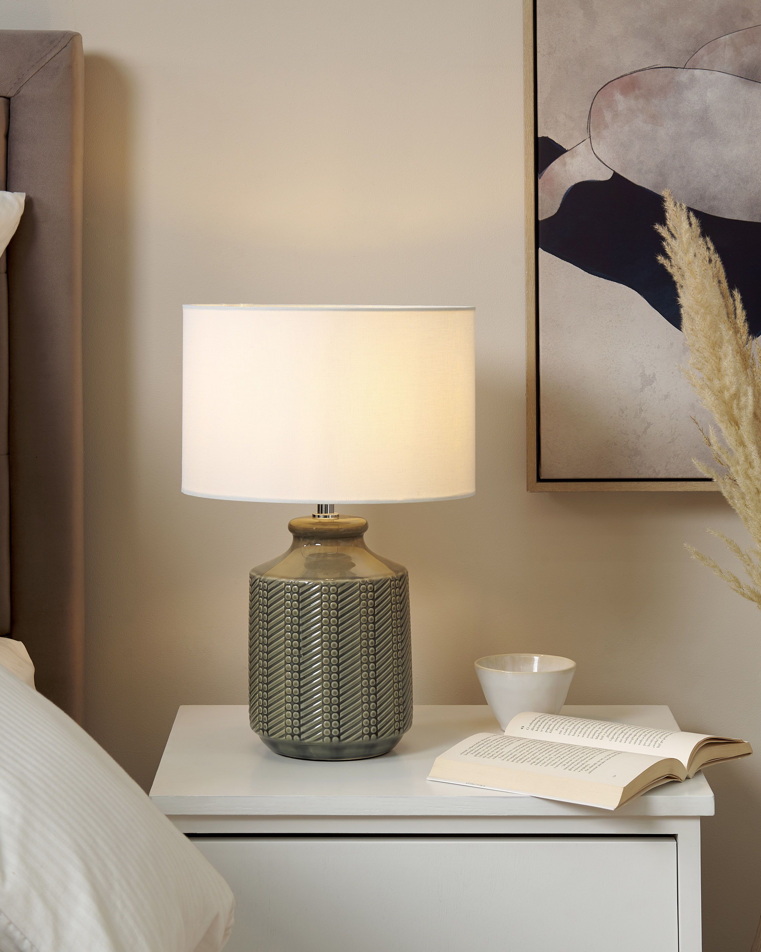 Ceramic Table Lamp Grey ESPERANCE | Beliani.co.uk