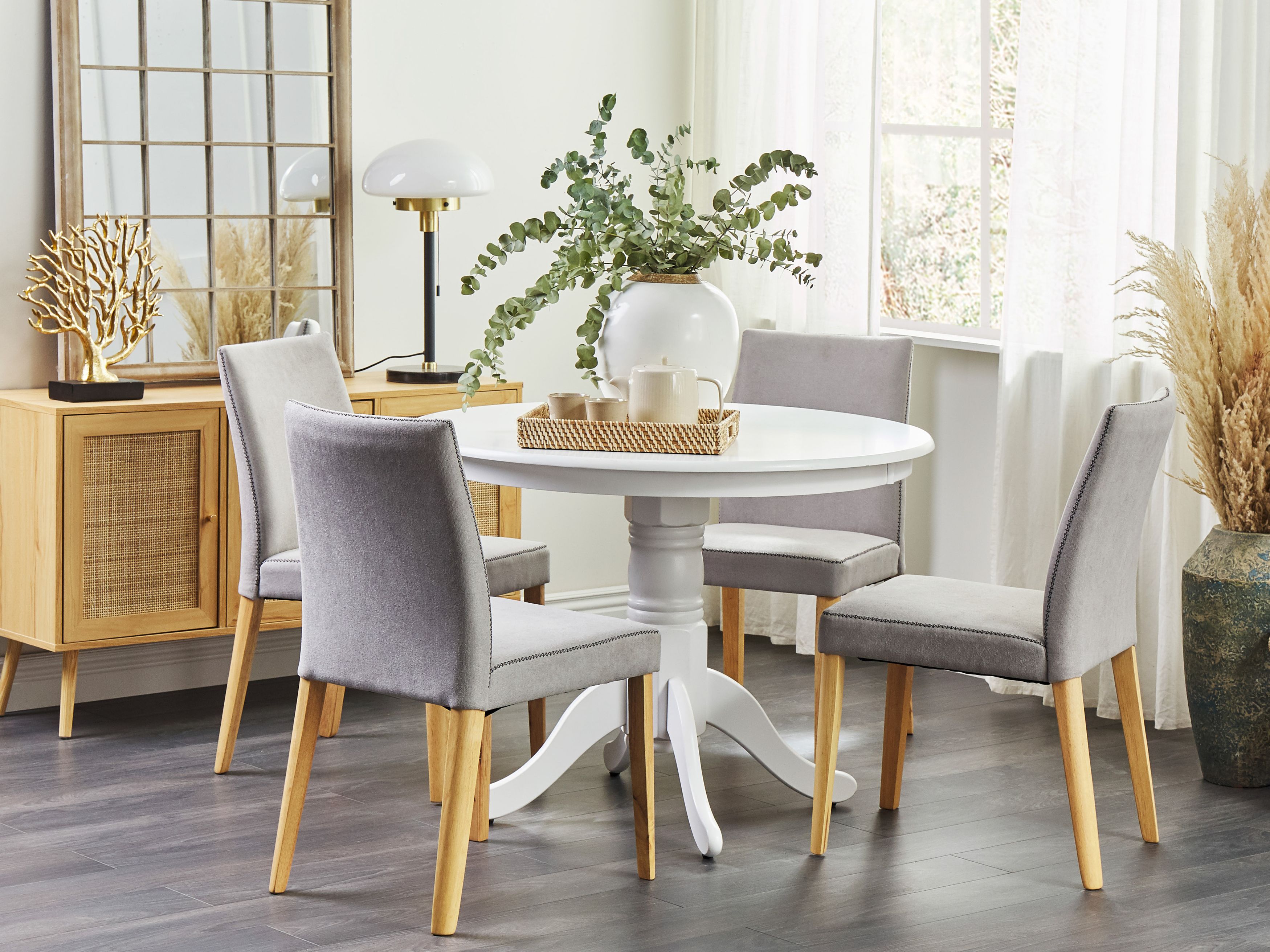 Round Dining Table ⌀ 100 cm White AKRON | Beliani.co.uk