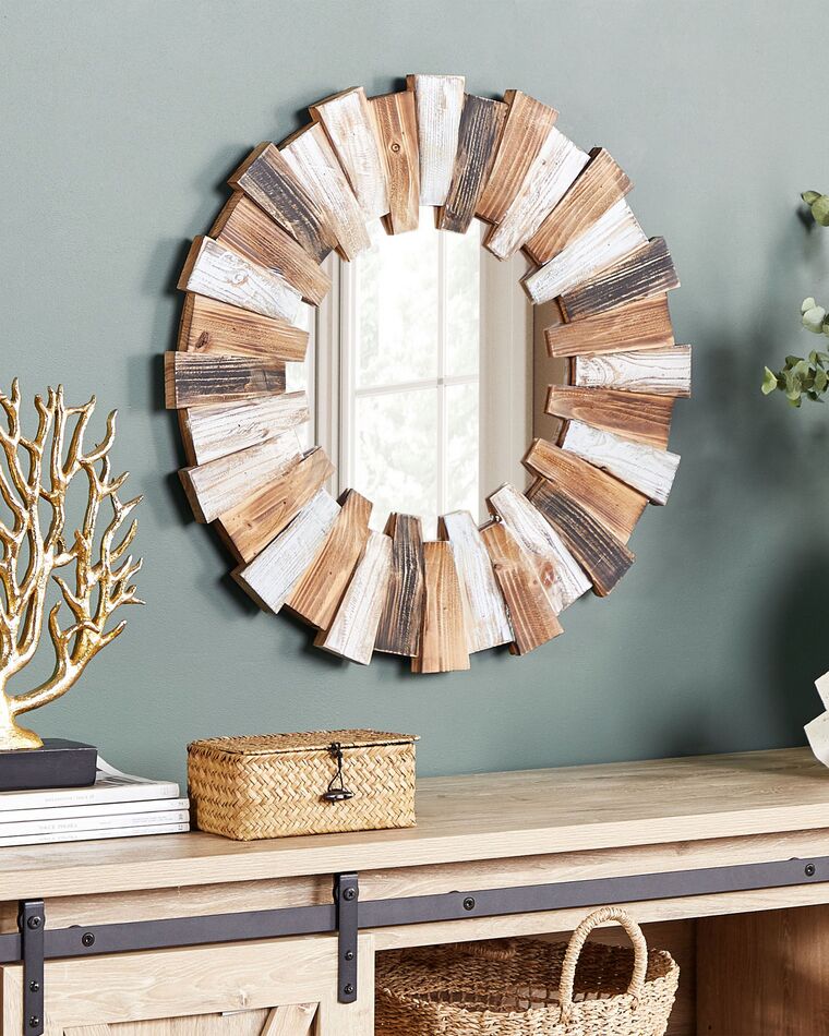 Seinäpeili vaalea puu ⌀ 66 cm ECATEPEC | Beliani.fi