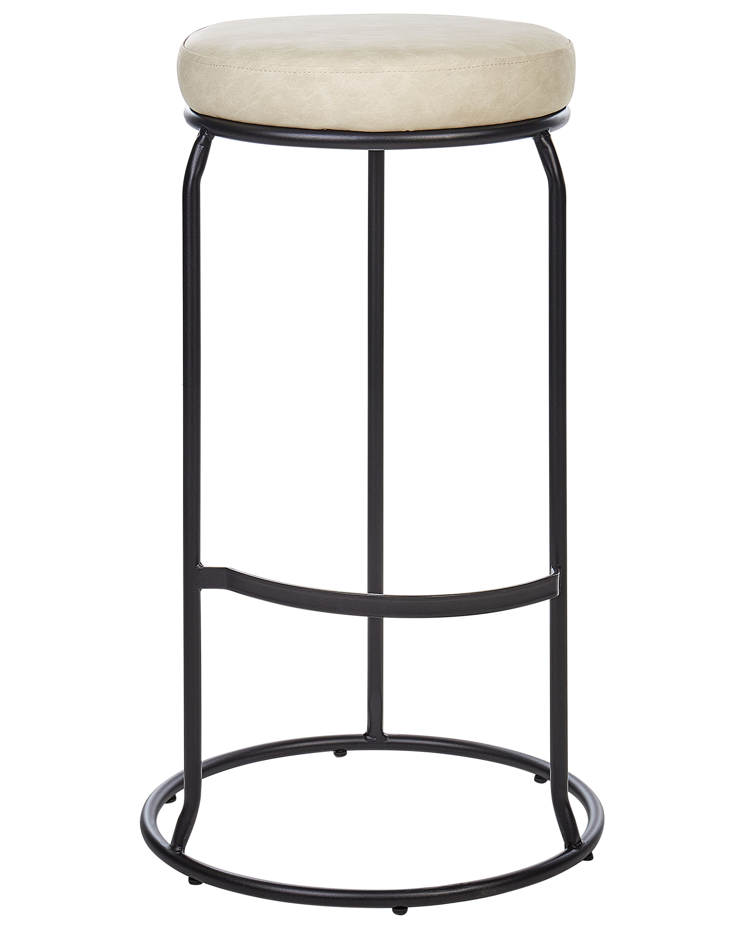 Set of 2 Faux Leather Bar Stool Light Beige MILROY | Beliani.co.uk