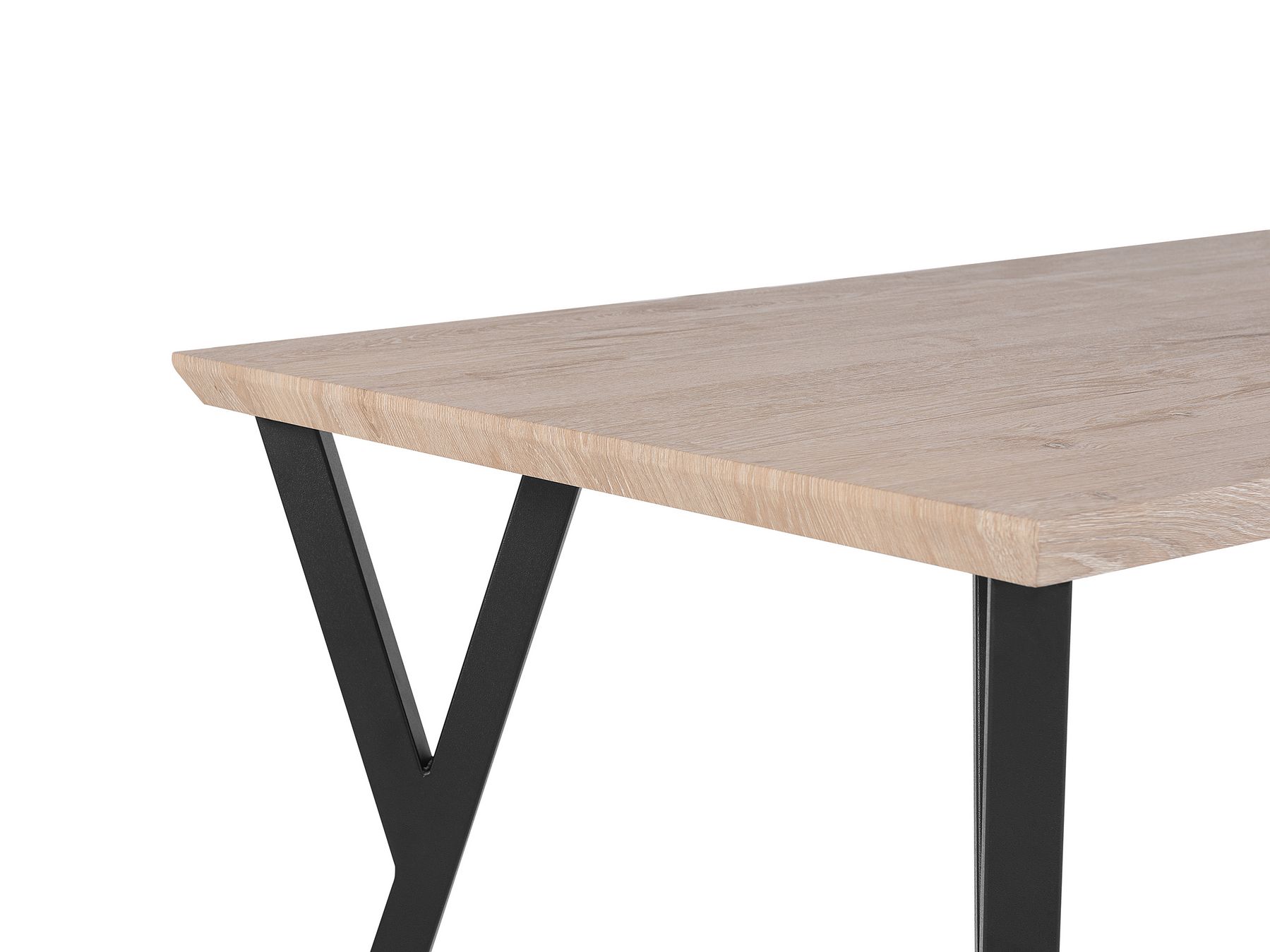 Dining Table 140 x 80 cm Light Wood with Black BRAVO | Beliani.co.uk