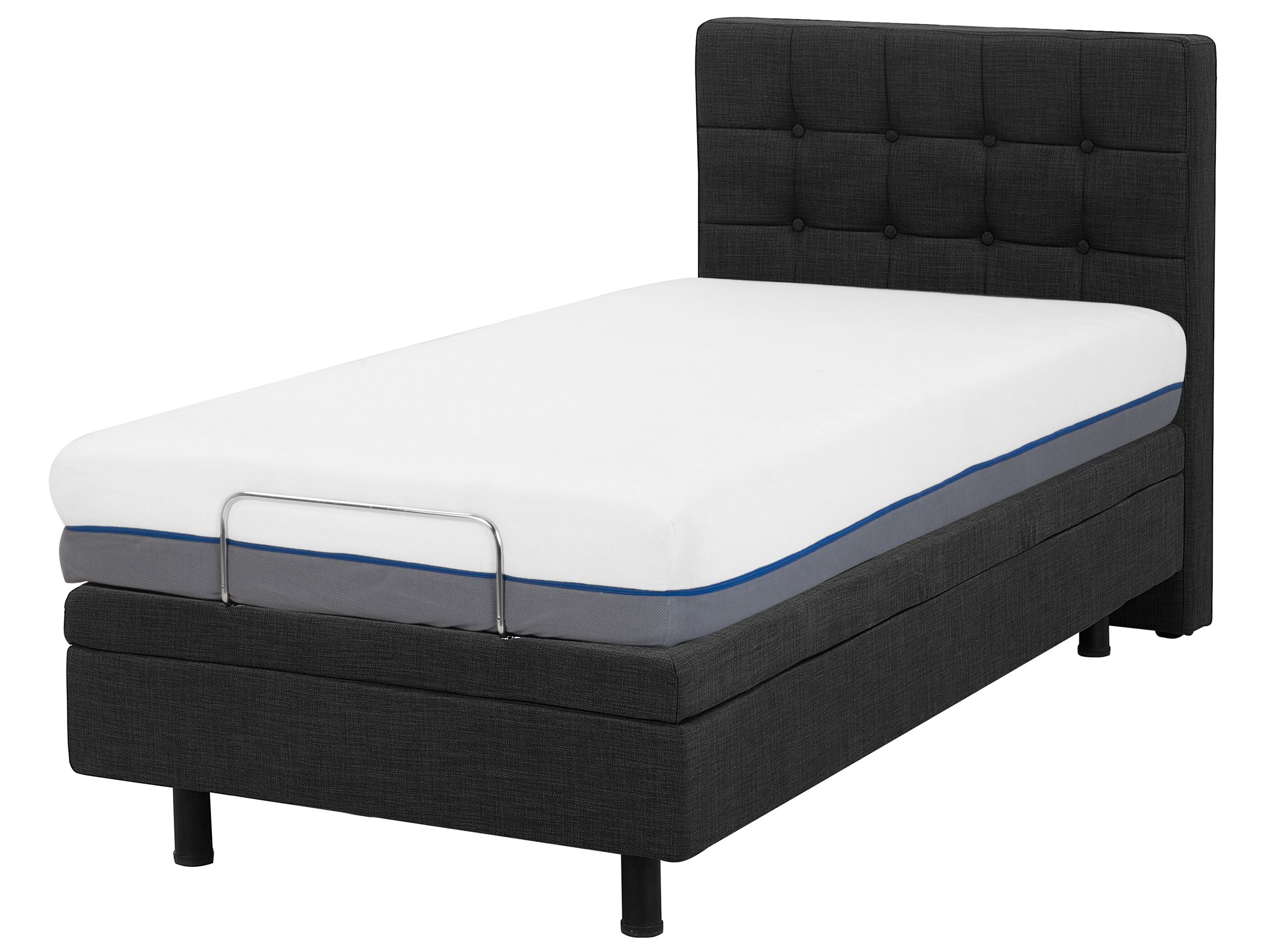 Letto di tessuto imbottito grigio regolabile elettricamente 80 x 200 cm ...