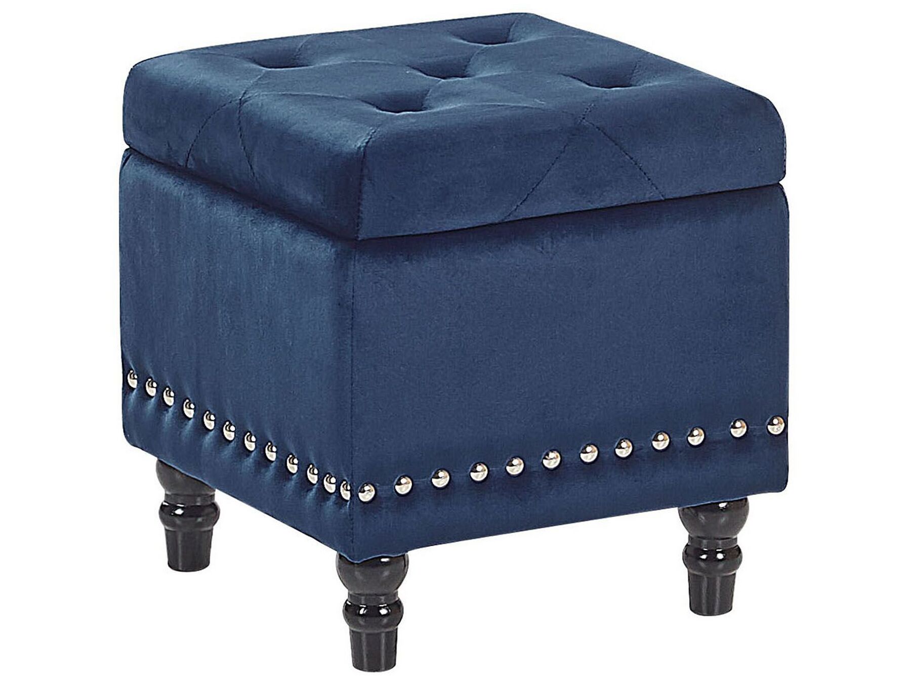 Velvet Footstool with Storage Dark Blue LORETTO | Beliani.co.uk