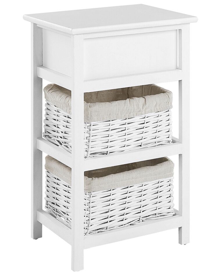 2 Basket Bedside Table White FLOWELLA | Beliani.fi