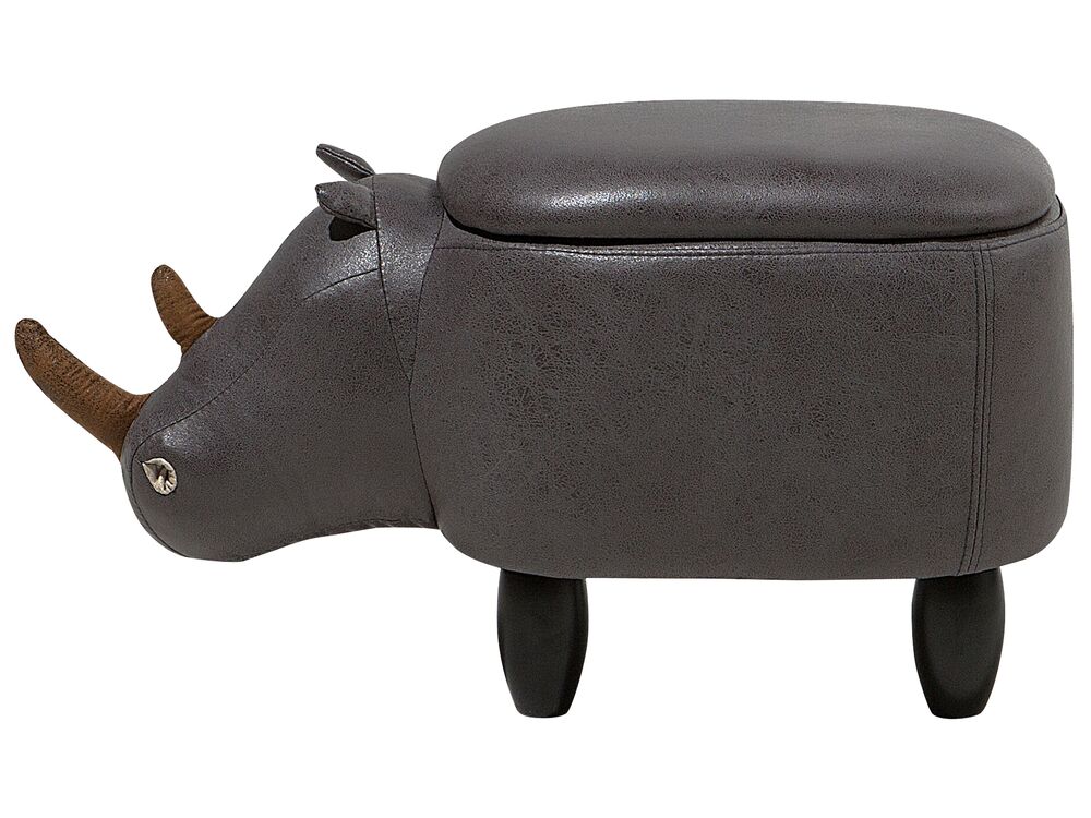 Faux Leather Storage Animal Stool Dark Grey RHINO | Beliani.hu