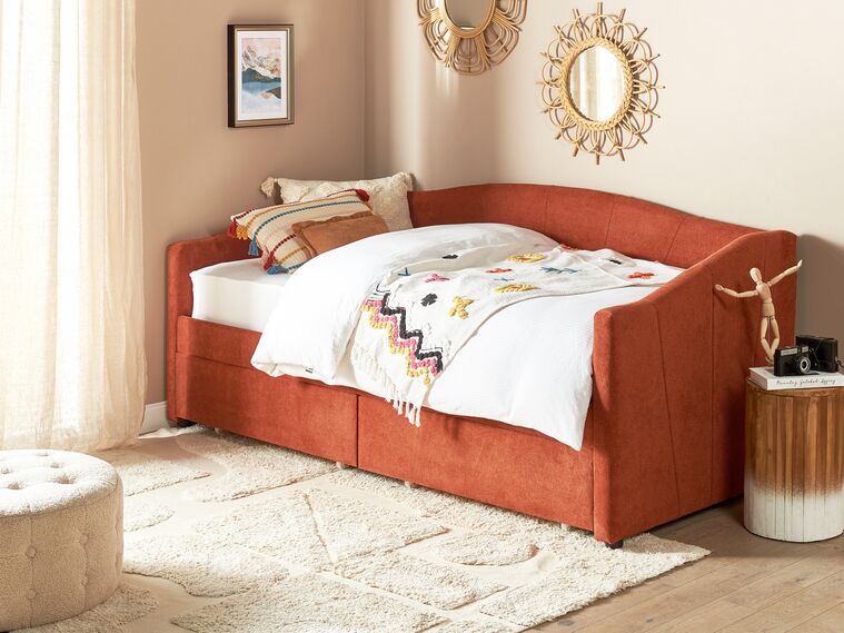 Fabric EU Single Daybed Red VITTEL | Beliani.co.uk