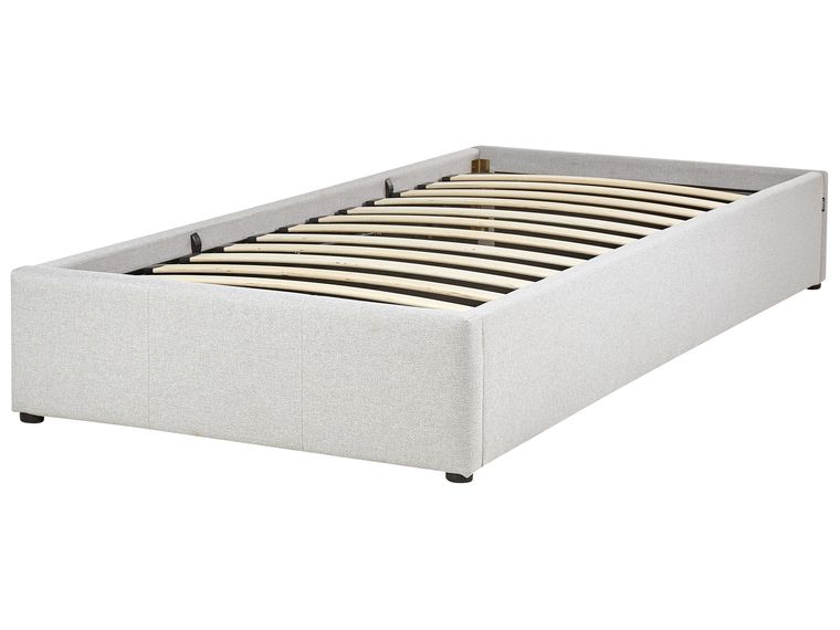 Sommier de solteiro com arrumação em tecido cinzento claro 90 x 200 cm ...
