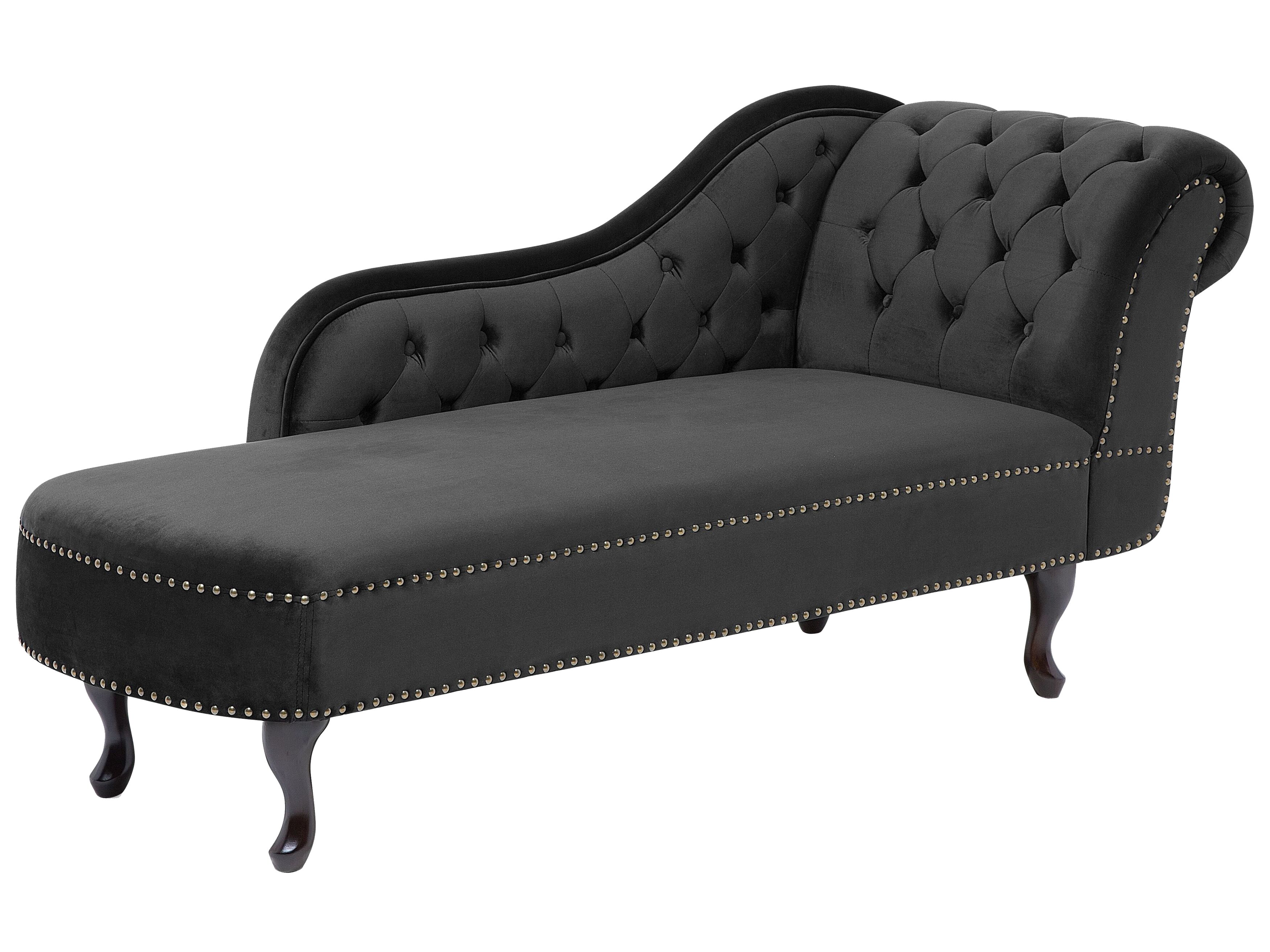 Right Hand Chaise Lounge Velvet Black NIMES | Beliani.co.uk