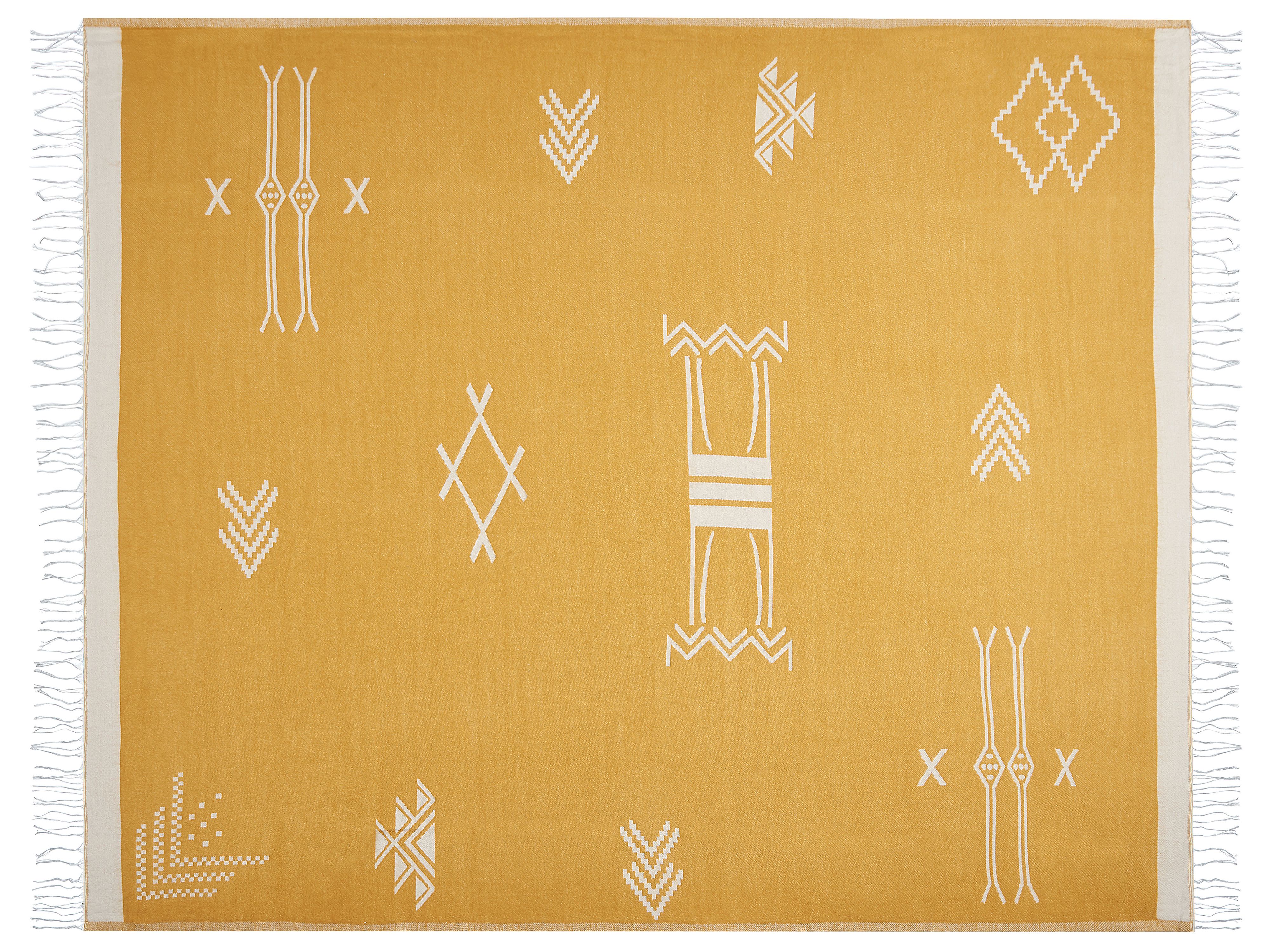 Plaid gul/hvid akryl JALKINI | Beliani.dk