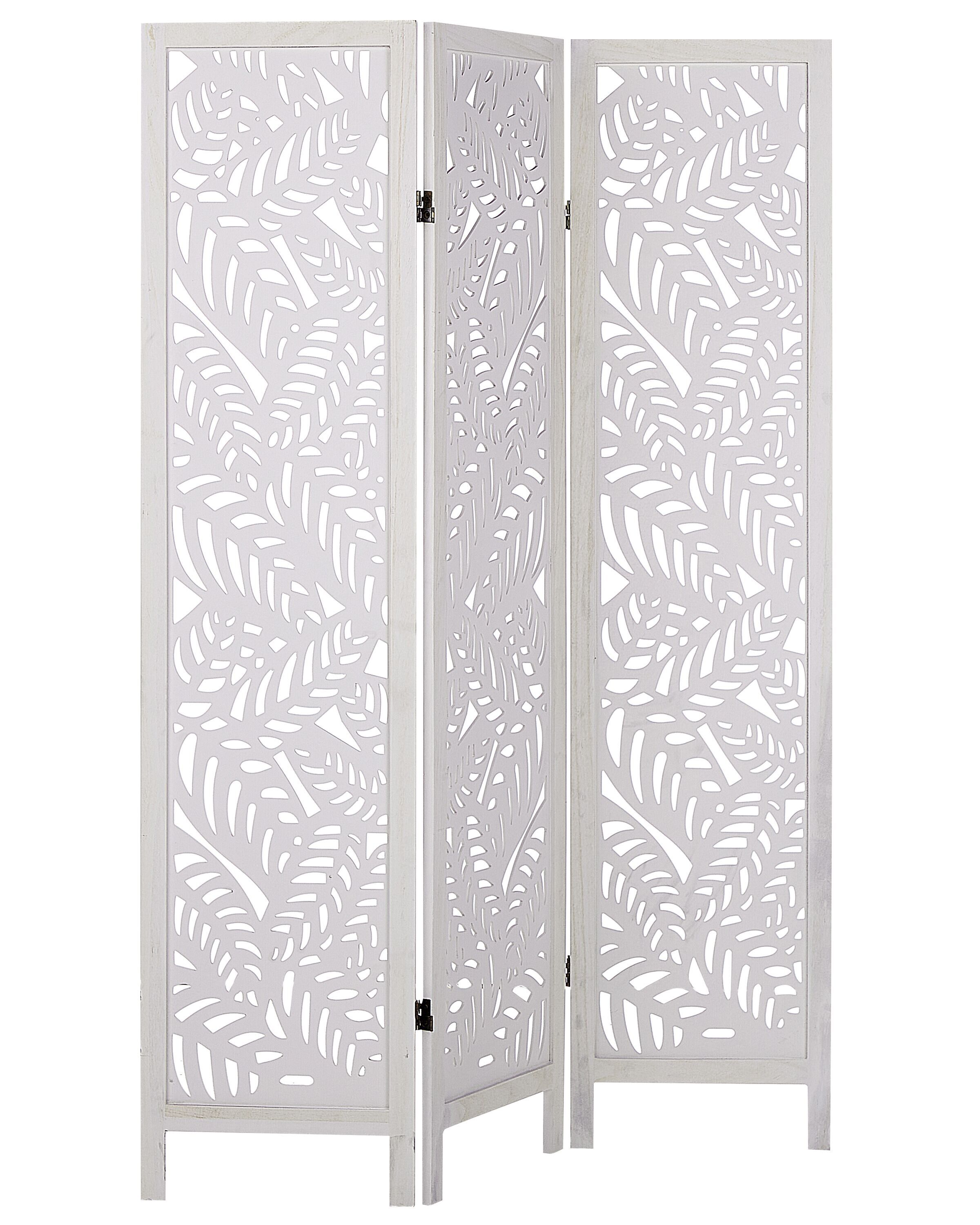 Dřevěný 3dílný skládací paraván 170 x 122 cm bílý MELAGO | Beliani.cz