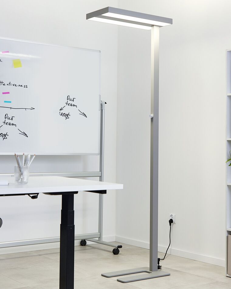 Candeeiro LED de pé em metal prateado 197 cm TAURUS | Beliani.pt