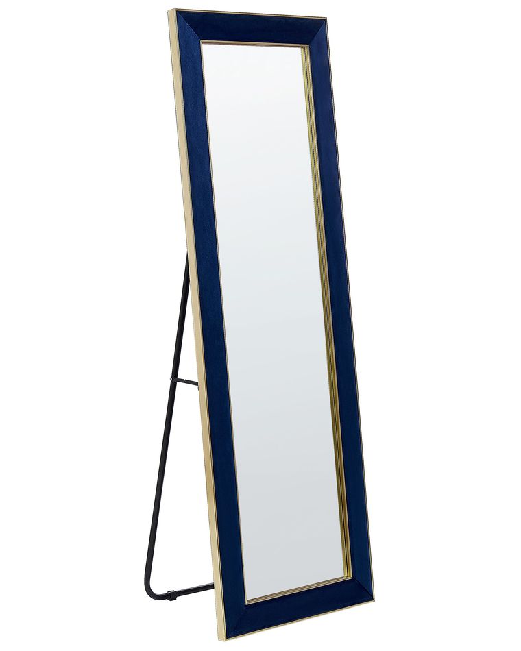 Velvet Standing Mirror 50 x 150 cm Blue LAUTREC | Beliani.co.uk