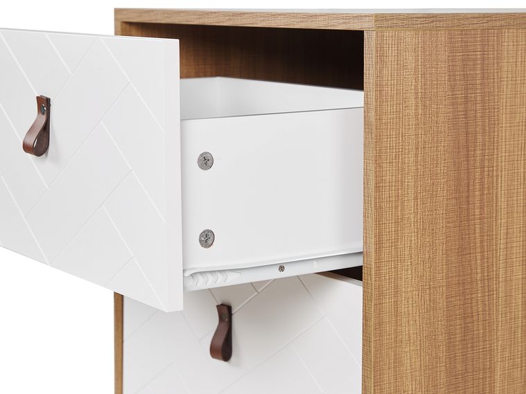 3 Drawer Chest Light Wood with White NUEVA | Beliani.co.uk