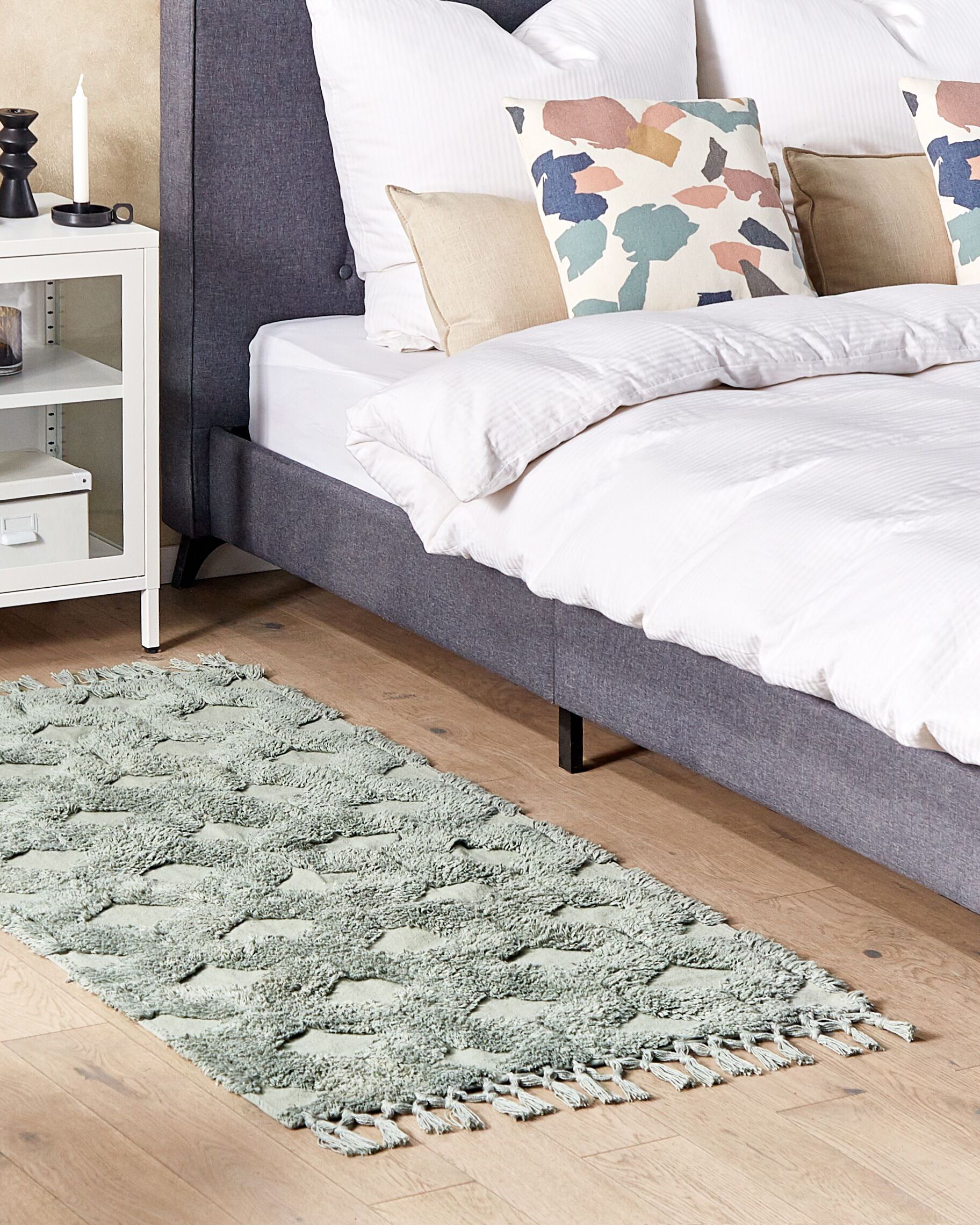 Cotton Area Rug 80 x 150 cm Green KARS | Beliani.co.uk